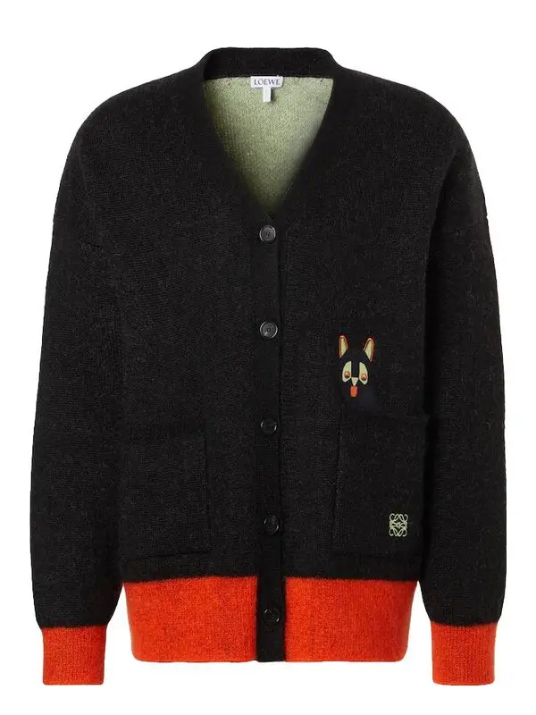 Loewe X Louis Wain Mohair-blend Cardigan - Black