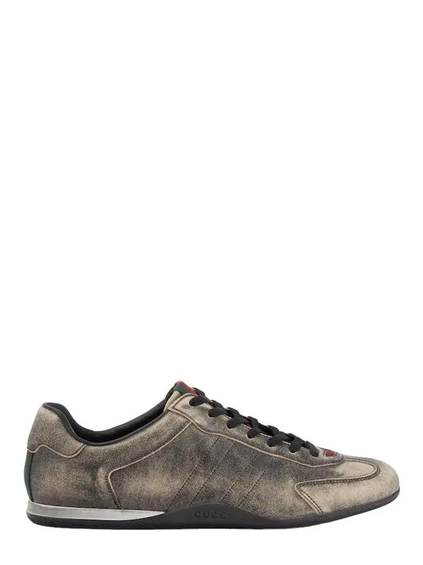 Gucci Web Stripe Leather Sneakers - Black