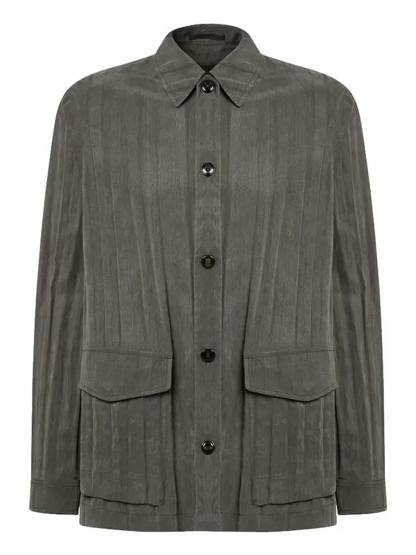 Giorgio Armani Pleated Canvas Overshirt - Grey