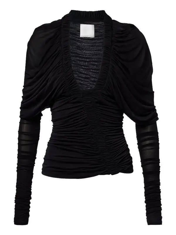 Christopher Esber Ruched Jersey Top - Black