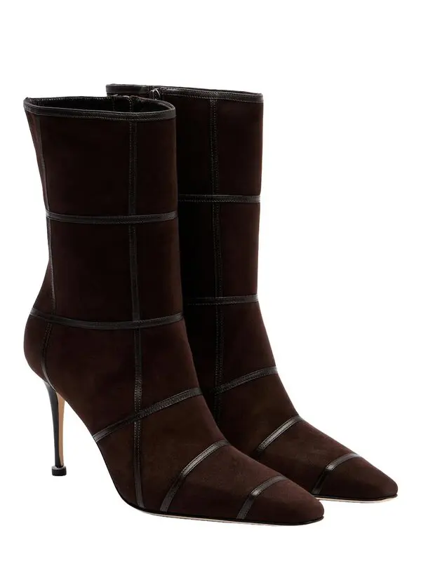 Manolo Blahnik Trulona 90 Suede Ankle Boots - Brown