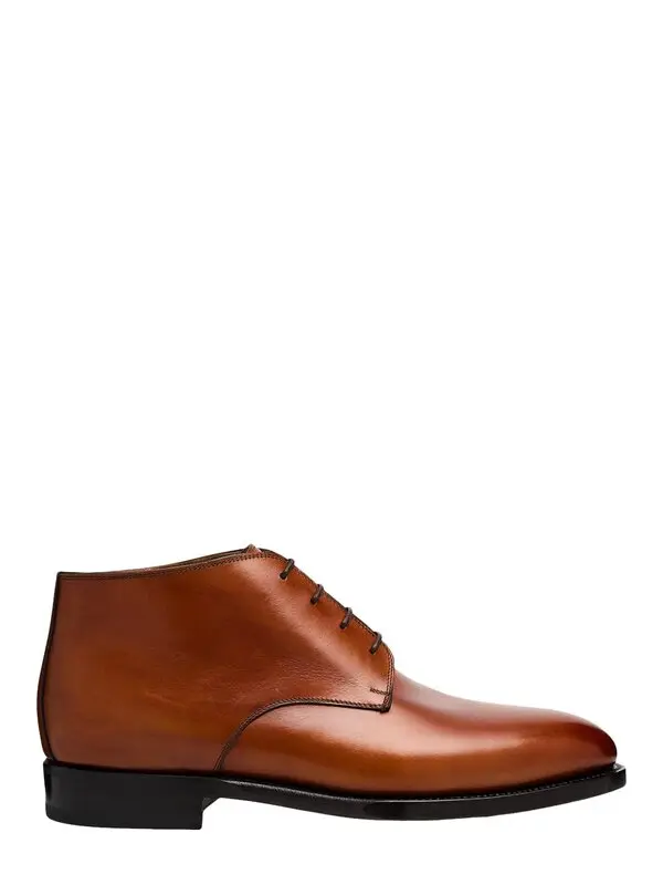 Kiton Giuliani Leather Chukka Boots - Ltbrwn