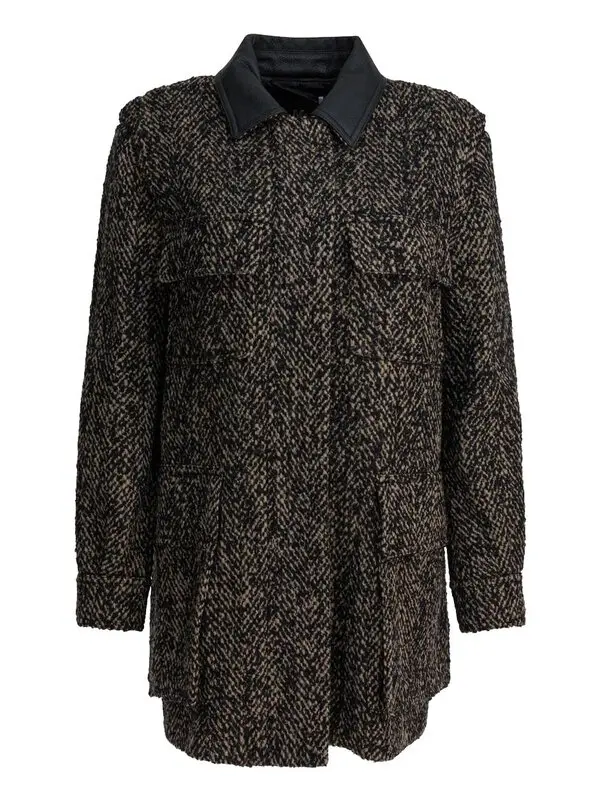Max Mara Tweed Wool Short Coat - Brown