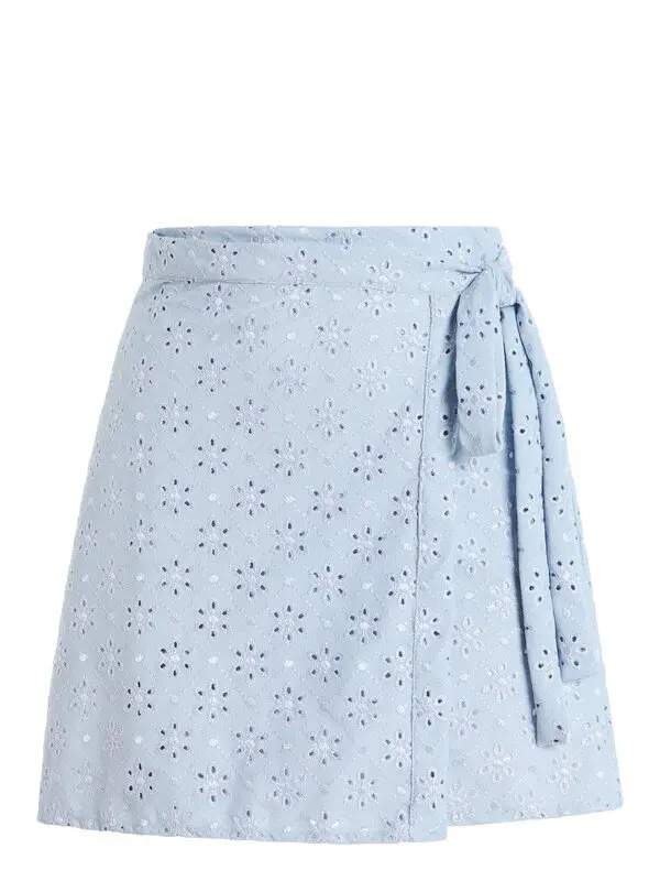 JUILLET Broderie Anglaise Wrap Skirt - Blue