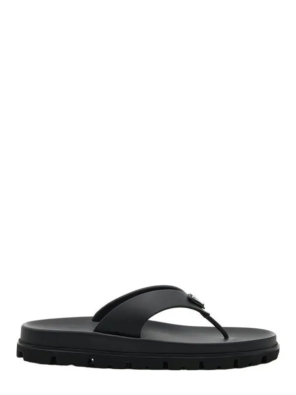 Prada Rubber Thong Sandals - Black