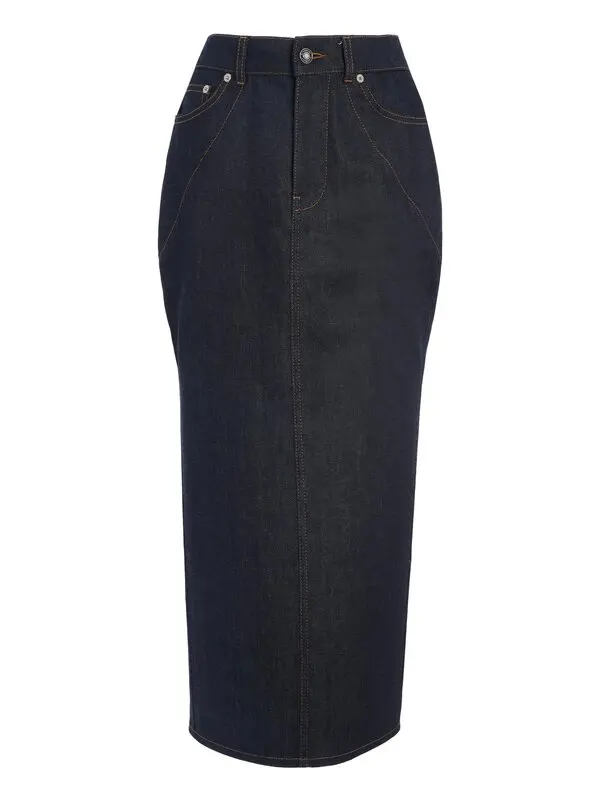 Givenchy Tailored Denim Midi Skirt - Dark Wash