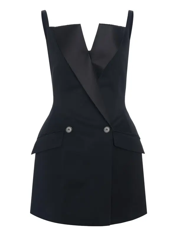 Givenchy Wool Grain De Poudre Mini Tuxedo Dress - Multi
