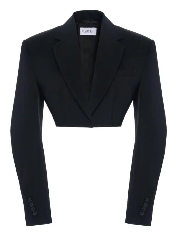 Givenchy Cropped Cocoon Tuxedo Jacket - Black