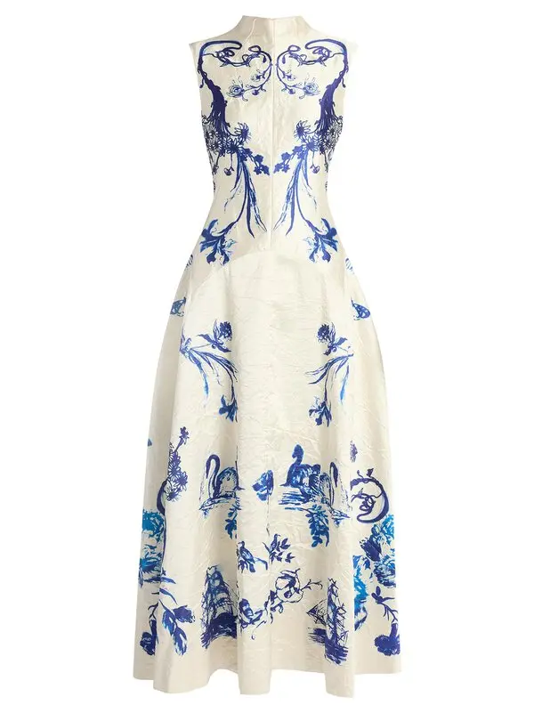 Erdem Floral Ruffled Satin Midi Dress - Multi