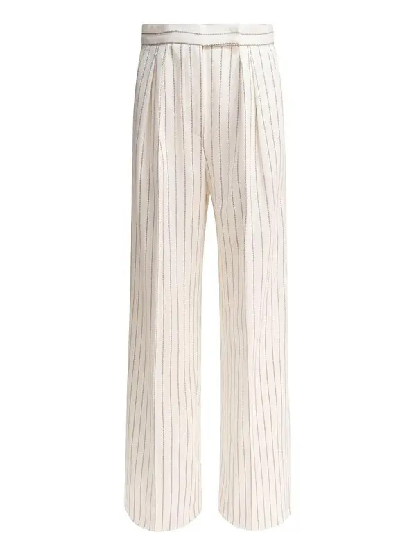 Max Mara Pinstriped Wide-leg Trousers - White