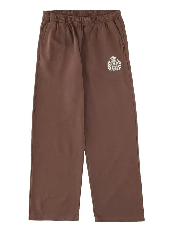 SPORTY & RICH Wide-leg Cotton Pants With Logo - Brown