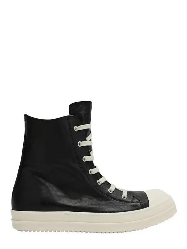 Rick Owens Leather High-top Sneakers - Black/milk