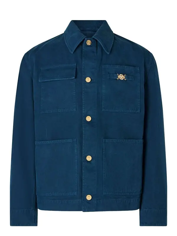 Versace Embellished Cotton-canvas Blouson Jacket - Navy