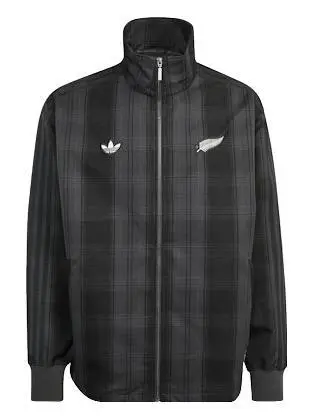 Adidas All Blacks Plaid Woven Firebird Track Jacket - Black Carbon