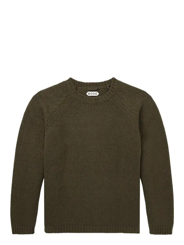 BODE Ribbed-knit Cashmere Sweater - Green
