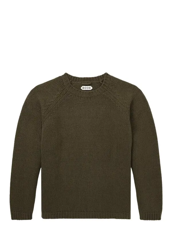 BODE Ribbed-knit Cashmere Sweater - Green