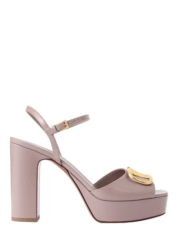 Valentino Garavani Vlogo 115 Leather Platform Sandals - Neutrals
