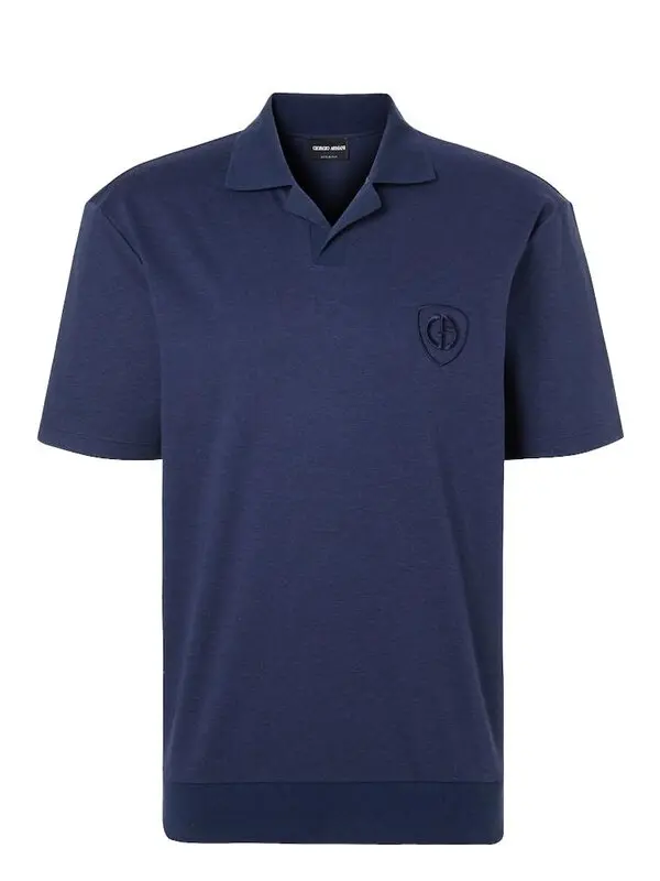 Giorgio Armani Cotton Jersey Polo Shirt - Blue
