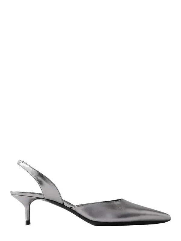 Staud Leather Slingback Pumps - Gunmetal