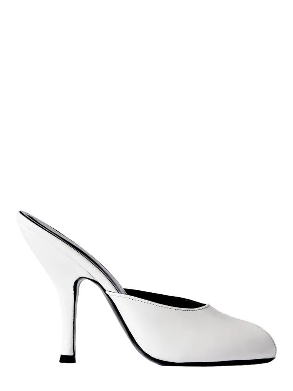 JUDE Date Cutout Leather Mules - White
