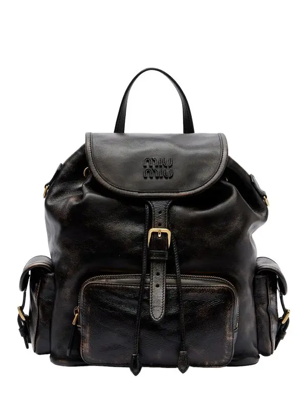 Miu Miu Leather Backpack - Brown