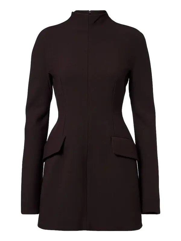 Sportmax Peplum Gabardine Minidress - Brown