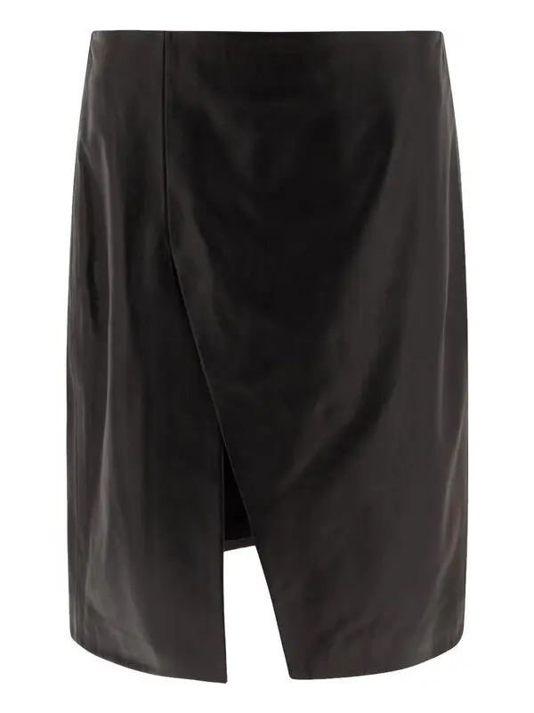 LOULOU STUDIO Leather Midi Skirt - Black