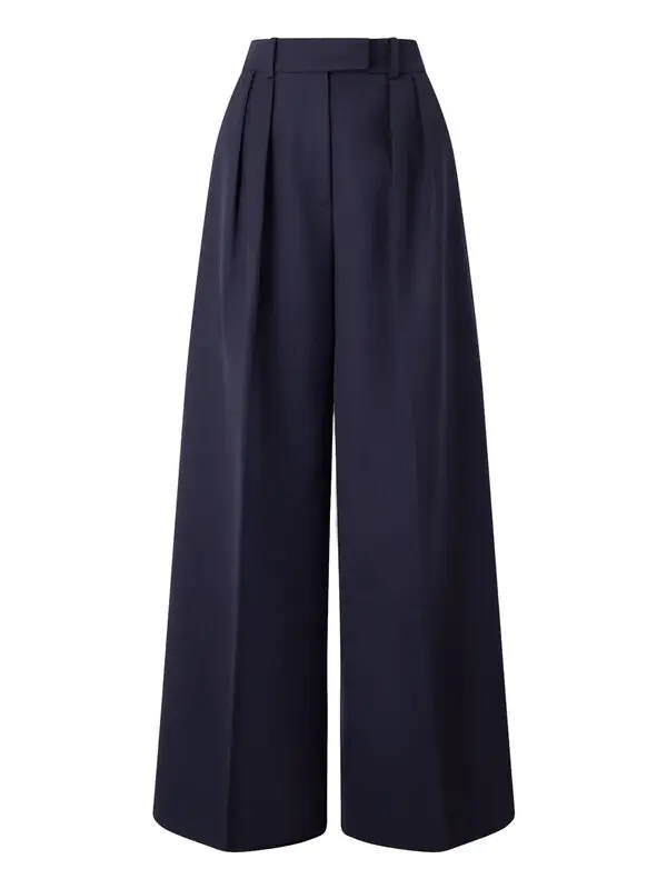 ANINE BING Lou Pleated Wide-leg Pants - Blue