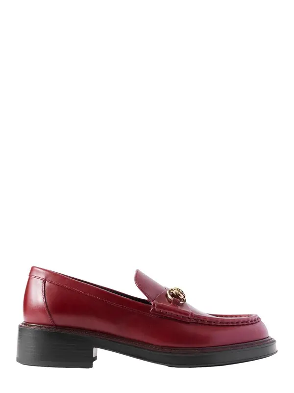 Gucci Horsebit Embellished Leather Loafers - Burgundy