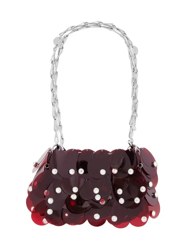 Rabanne Embellished Chainmail Shoulder Bag - Burgundy
