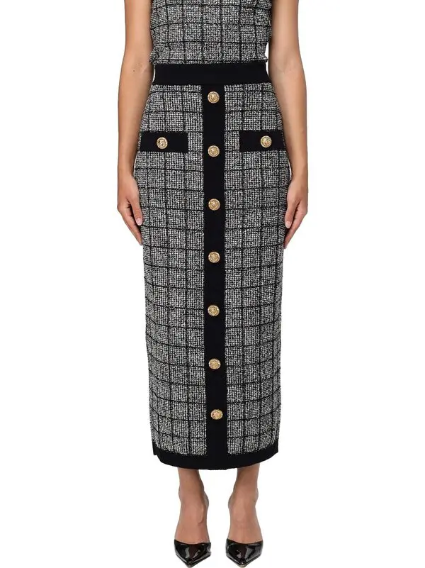 Balmain Button-detailed Midi Skirt - Black