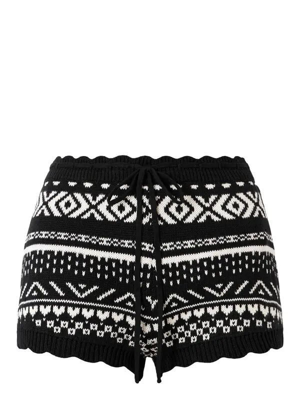 Alix Of Bohemia Shea Scalloped Cotton-jacquard Shorts - Black