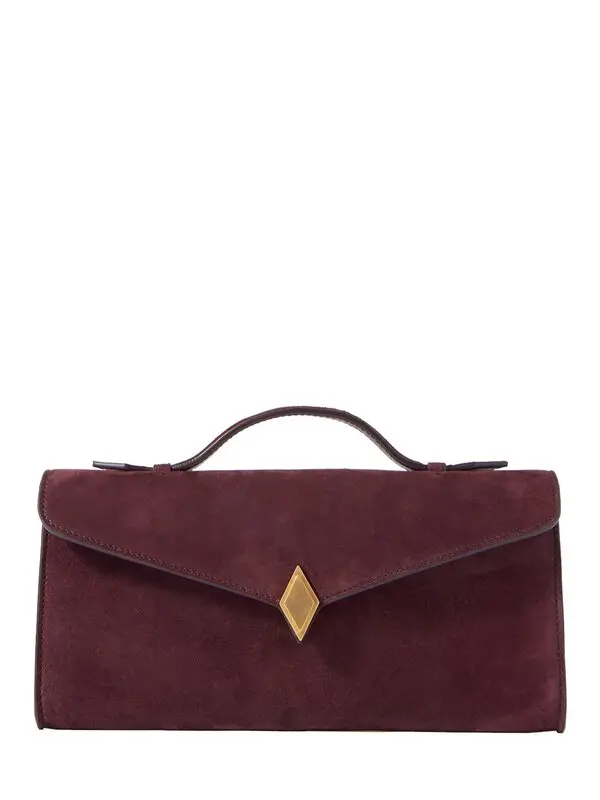 METIER Edge Embellished Suede Clutch - Purple