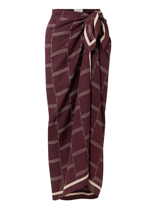 Matteau Printed Silk-georgette Pareo - Burgundy