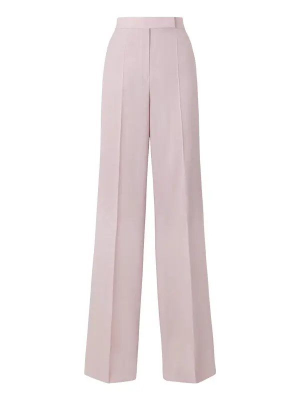 Max Mara Pleated Wool, Mohair, And Silk Straight-leg Pants - Pink