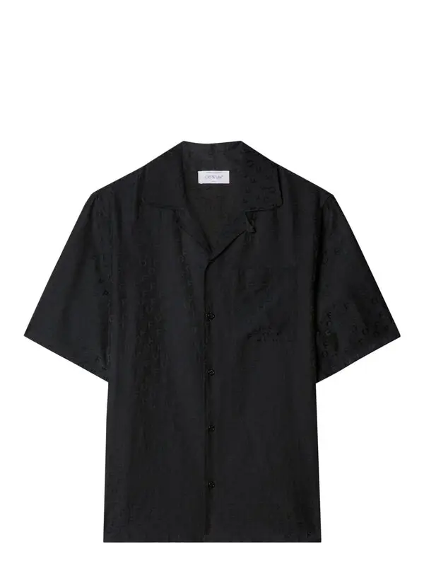 Off-White Logo Jacquard Camp Collar Shirt - Black