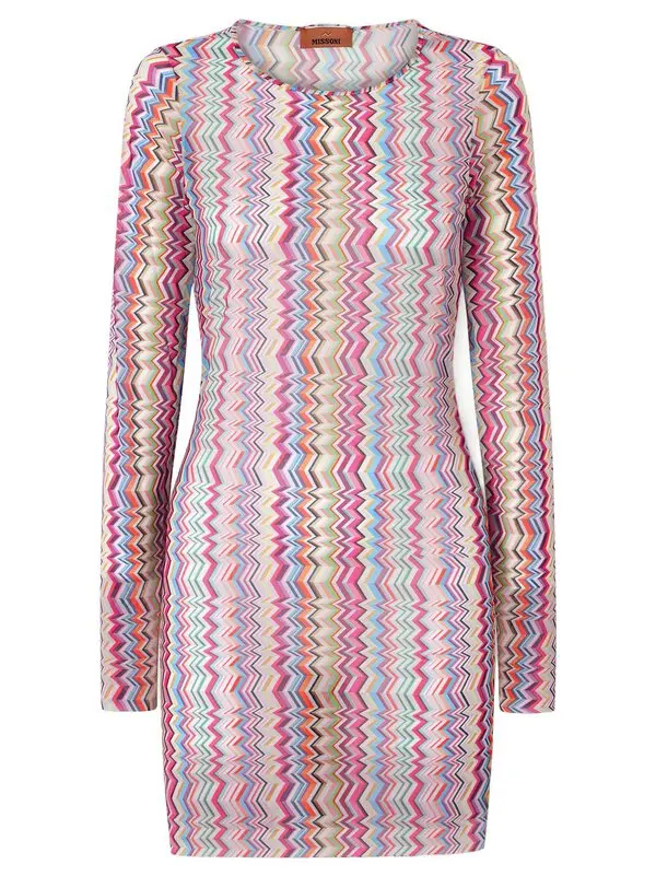 Missoni Striped Stretch-jersey Mini Dress - Pink