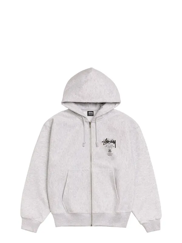 StÜssy World Tour Zip Hoodie - Grey