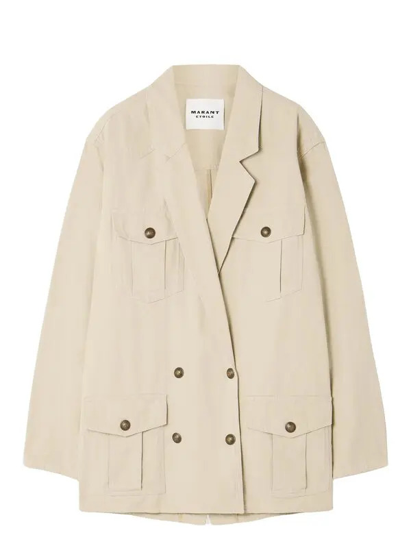 MARANT ETOILE Nevala Double-breasted Cotton And Linen-blend Twill Jacket - Neutrals