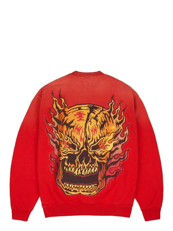 WARREN LOTAS Flaming Skull Crewneck - Red