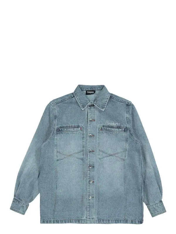 PLEASURES Mentor Denim Work Jacket - Blue