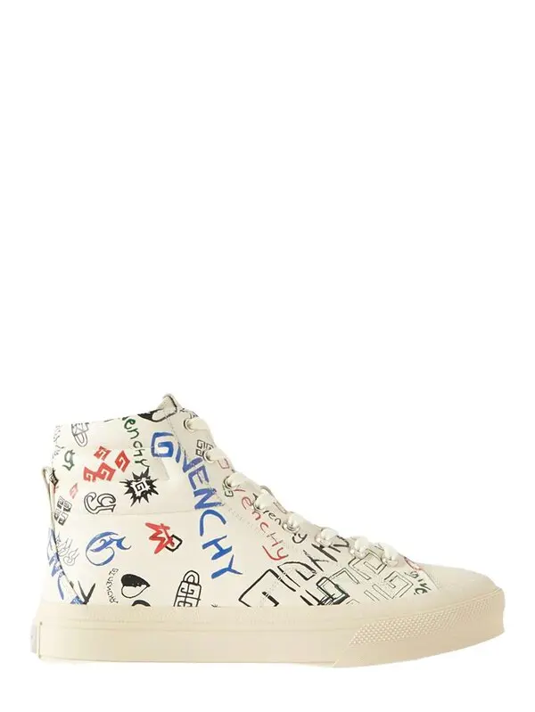 Givenchy City High Scribbled Sneakers - White