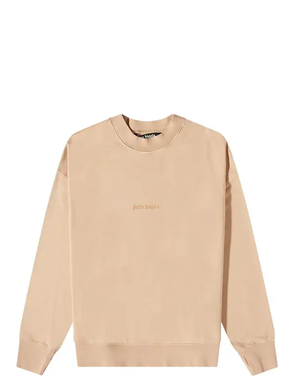 Palm Angels Gd Reverse Logo Crewneck - Tan