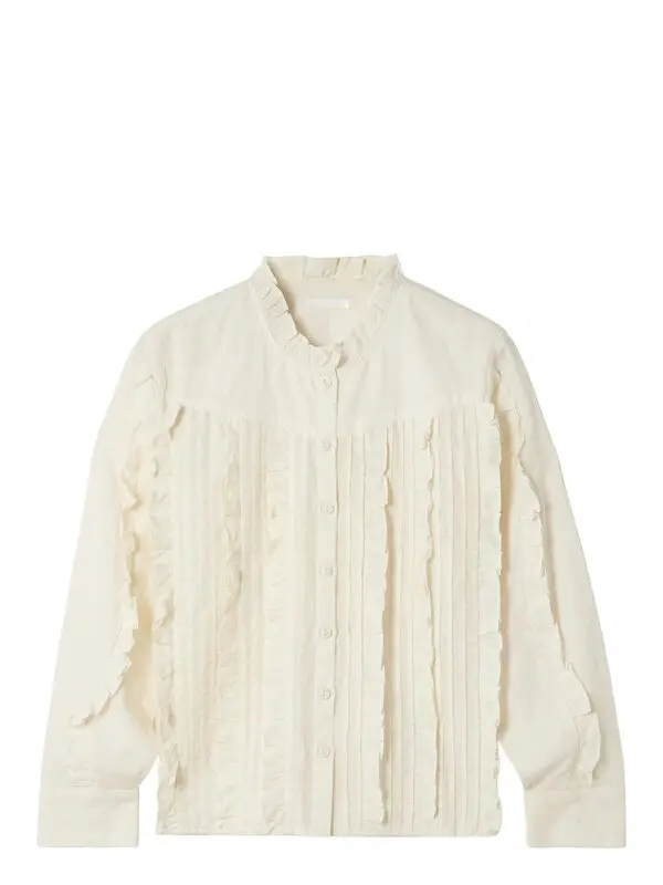 MOTHER The Shakespeare In The Park Ruffled Blouse - Neutrals