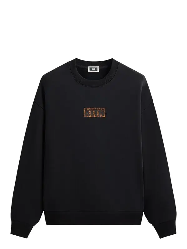Kith Classic Logo Leopard Applique Nelson Crewneck - Black