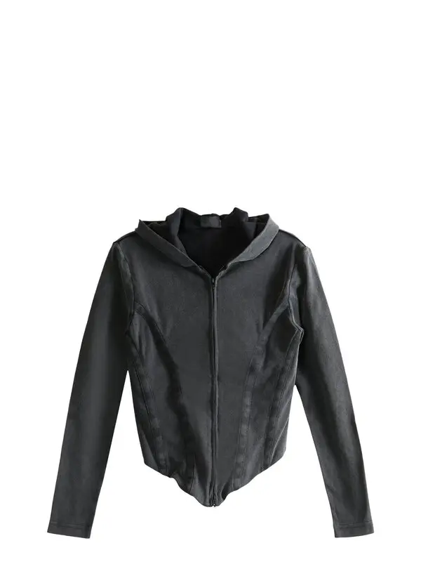 Balenciaga Corseted Zip Up Hoodie - Black