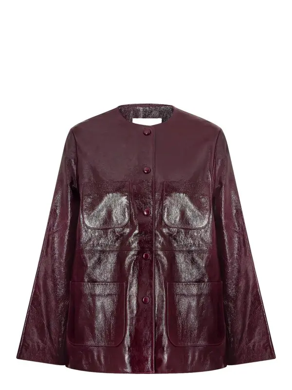 LIBEROWE Moreen Patent Leather Jacket - Burgundy