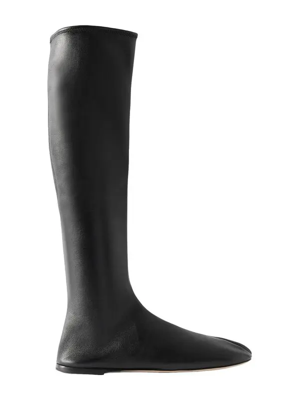 CHRISTEN Tabi Split-toe Leather Knee Boots - Black