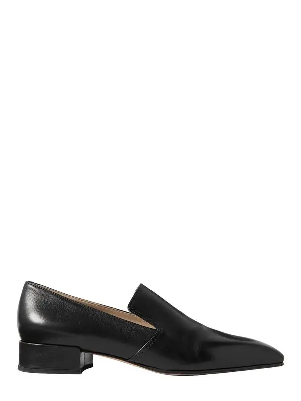 CHRISTEN Classic Square Leather Loafers - Black