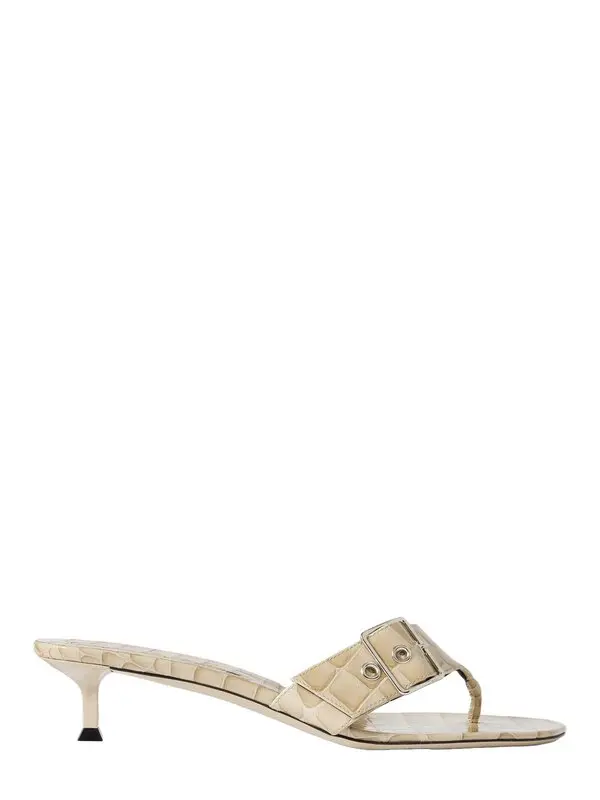 CHRISTEN Helix Croc-effect Patent-leather Sandals - White